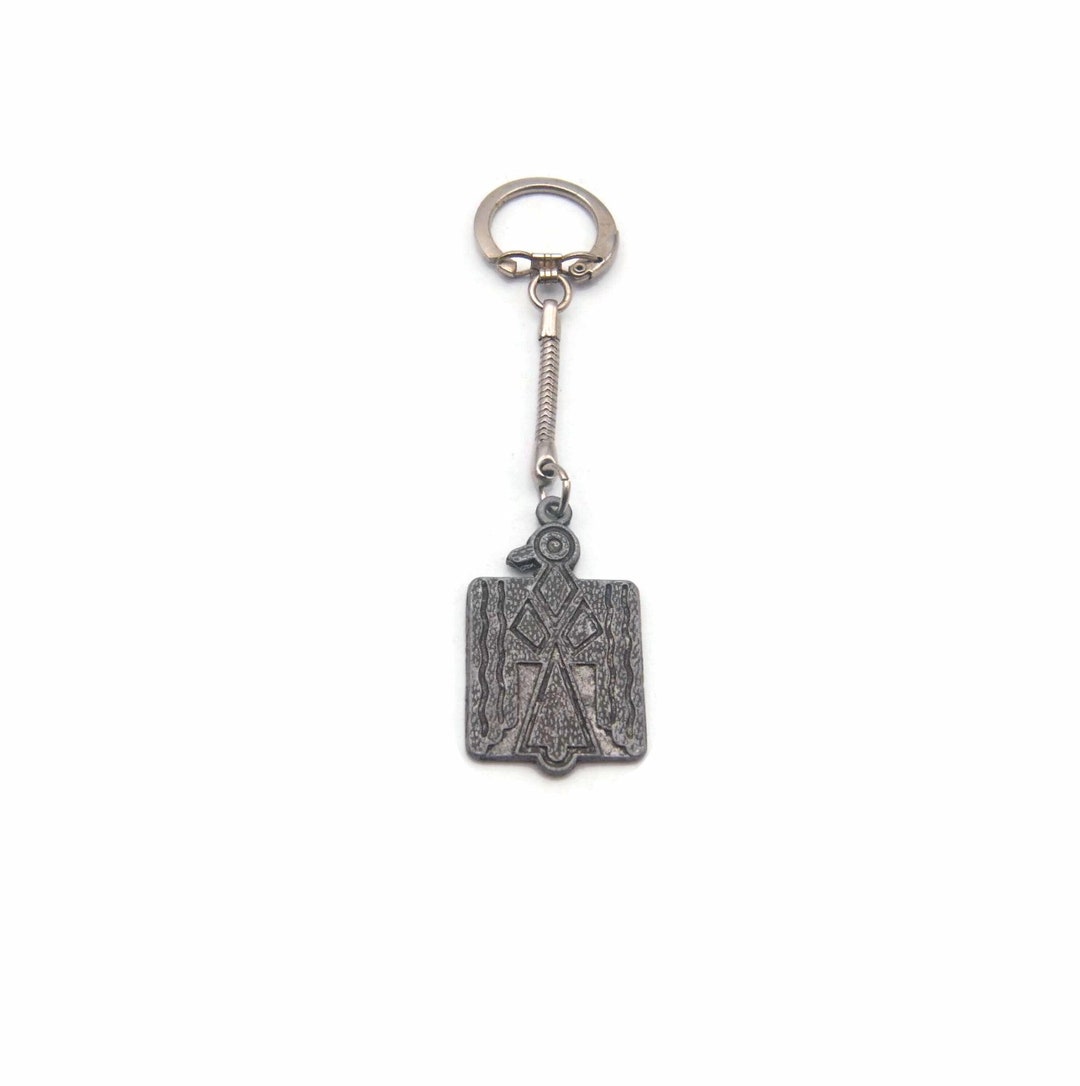 Silver Tone Thunderbird Key Chain, Vintage Silver Tone Key Chain Marked ...