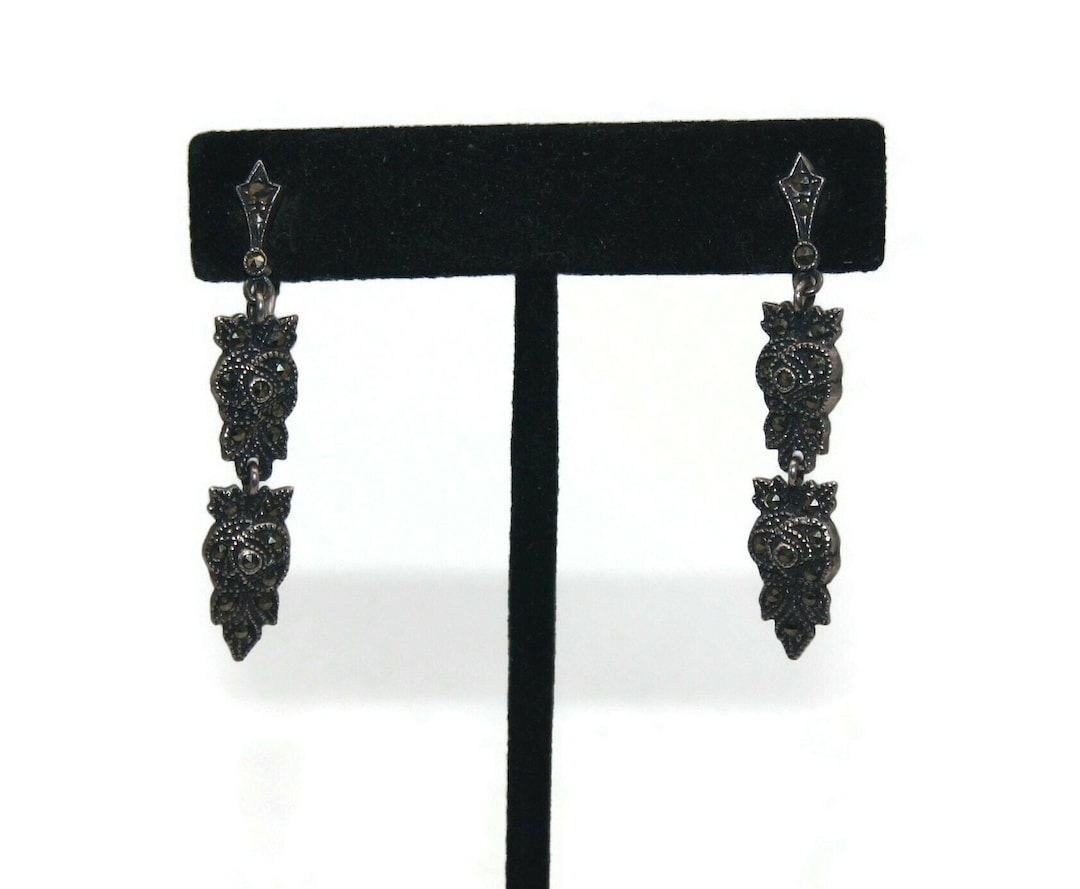 Vintage Judith Jack Sterling Silver and Marcasite Clip on Dangle ...