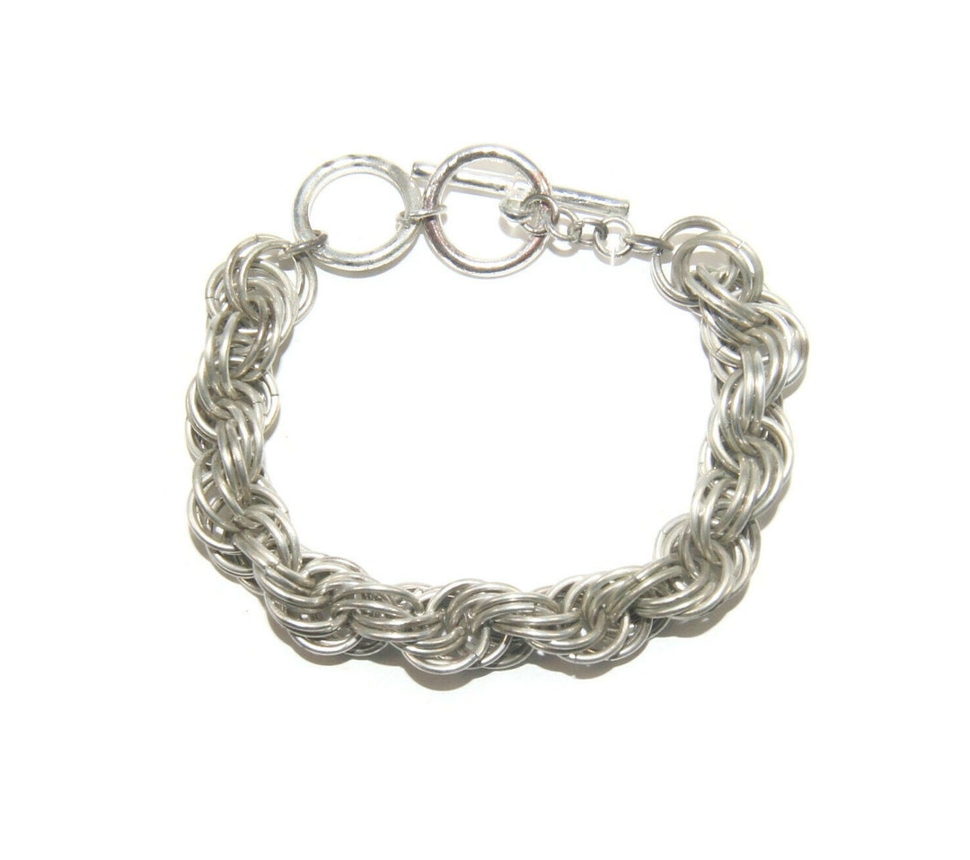 Vintage Silver Tone 8 Inch Chain Link 8 Inch Bracelet With Toggle Clasp ...