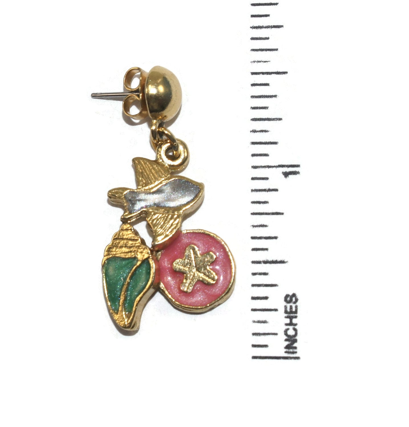 Vintage Avon Gold Tone Green and Pink Enamel Shell Fish and | Etsy