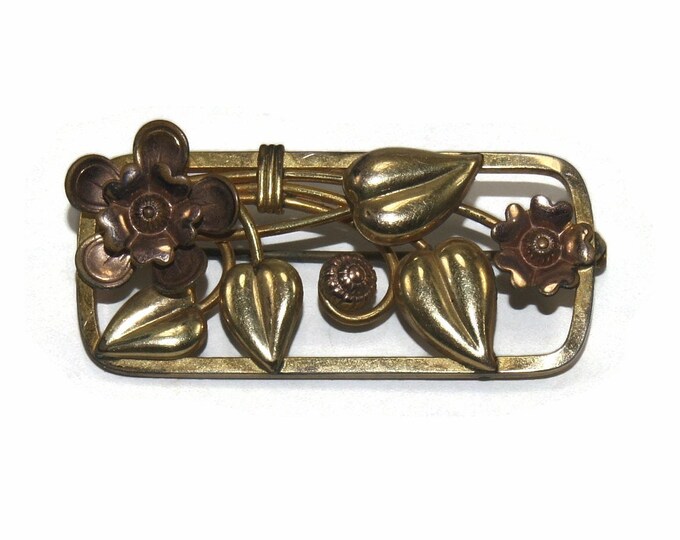 Vintage 10K Rose Gold Large Flower Brooch With Real Pearls by Lewis ...