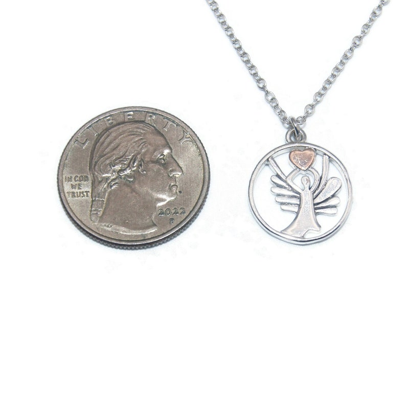 Vintage LACN Silver Tone Angel With Heart Pendant on 18 Inch Silver ...