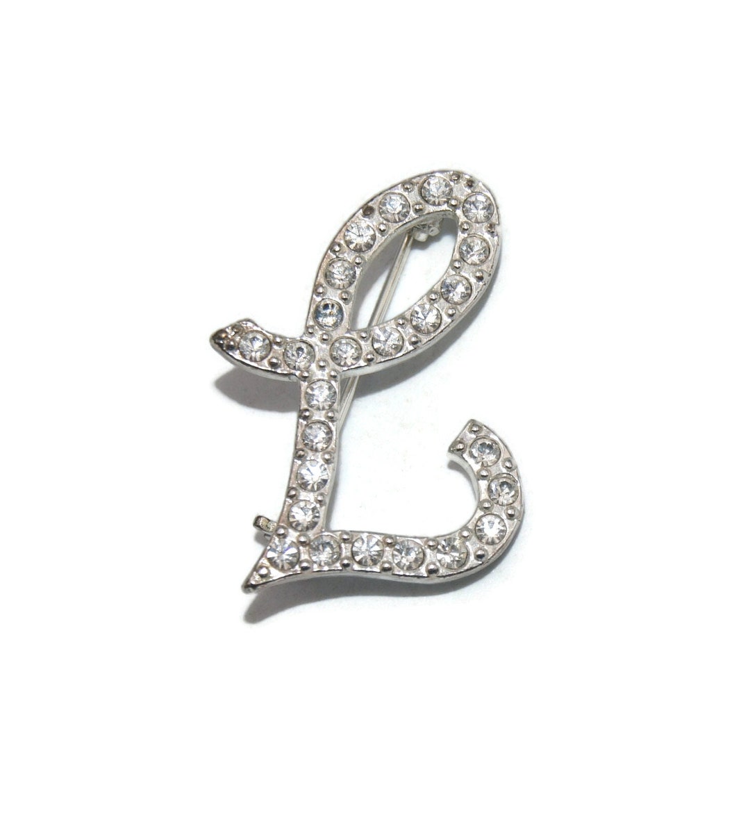 Vintage Avon Silver Tone and Clear Rhinestones Initial "l" Brooch. Avon ...