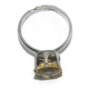 Vintage Silver Tone and Faceted Yellow Resin Size 8 Adjustable Statement Ring. - Etsy
