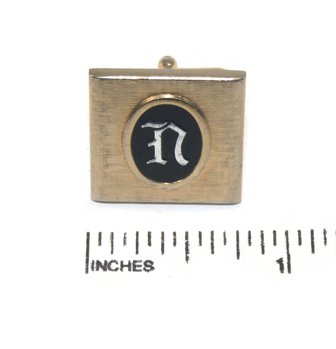 Vintage Swank Gold Tone and Black Resin "n" Monogram Cuff Links. Swank ...