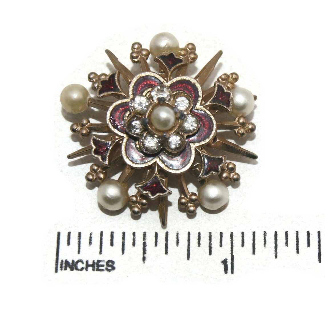 Vintage Karu Arke Gold Tone Enameled 3D Brooch With Faux - Etsy