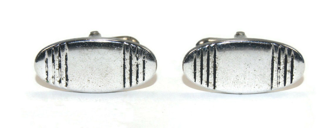 Vintage Swank Silver Tone Oval Cuff Links. Swank Hallmark. | Etsy