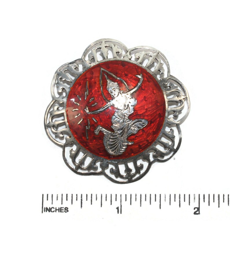 Vintage Siam Sterling Silver and Red Enamel Brooch Depicting - Etsy