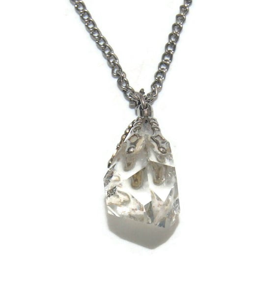 Artisan Made Silver Tone and Rock Crystal Pendant on … - Gem