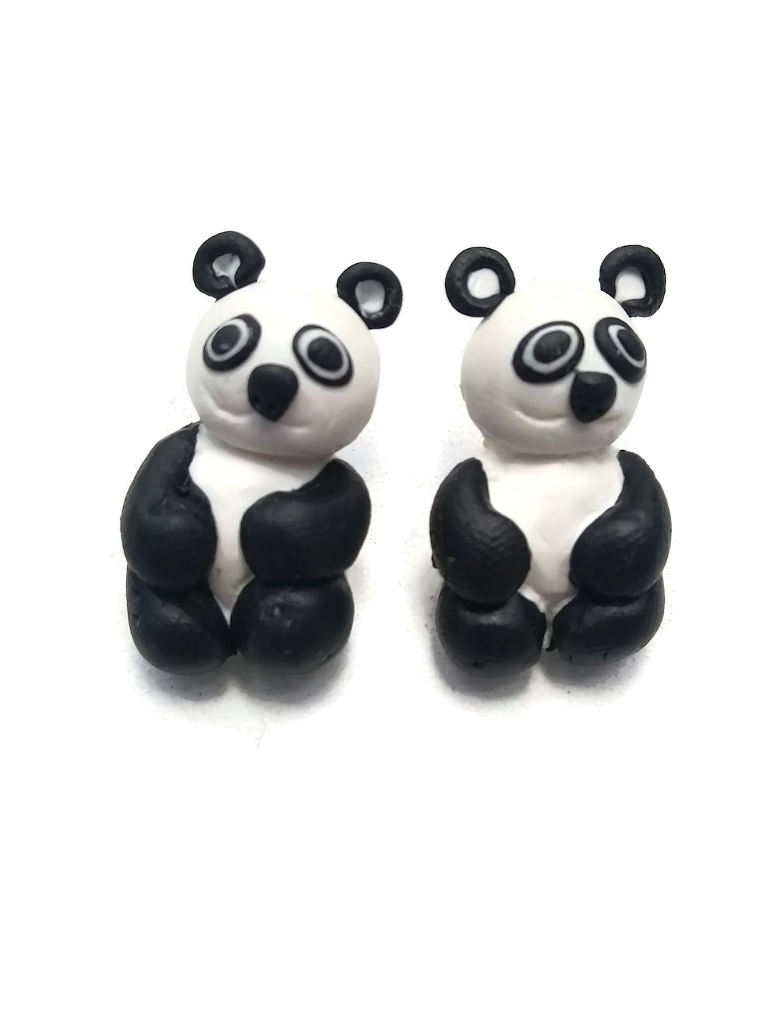 Vintage Polymer Clay Panda Bear Post Back Stud Earrings for Pierced ...