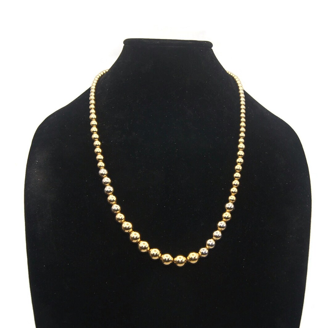 Vintage Napier Graduated Gold Tone Beaded 25 Inch Necklace With Spring ...