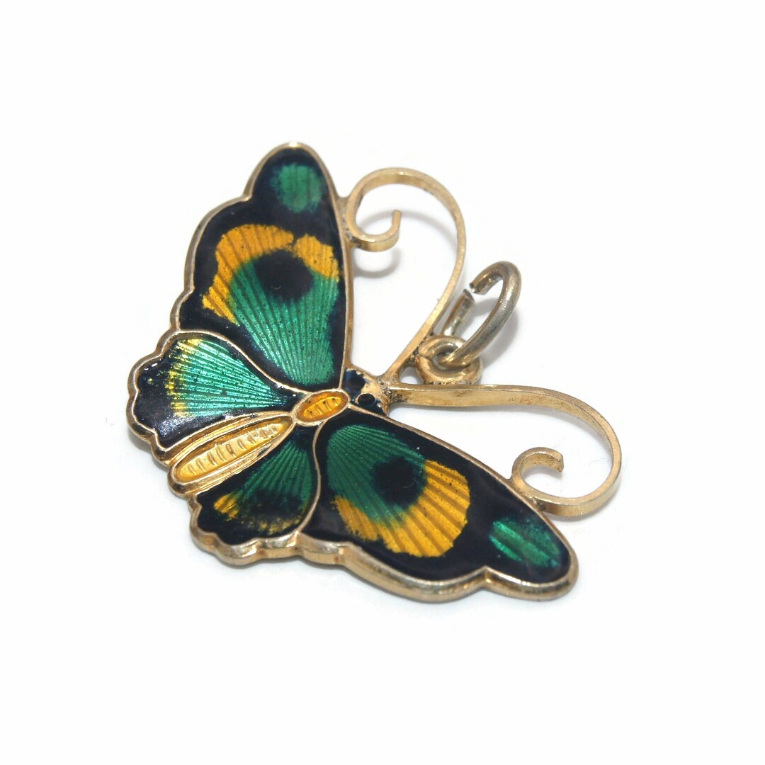 Vintage David Andersen Gold Plated Sterling Silver Enameled Butterfly ...