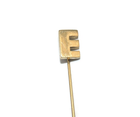Vintage Gold Tone Letter "E" Monogram Stick Pin, Hat … - Gem