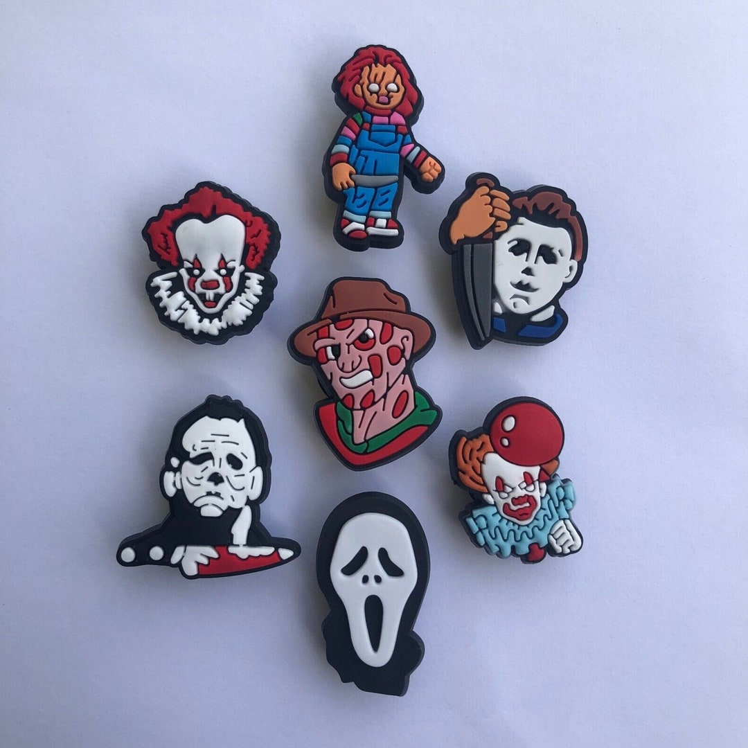 7 Horror Shoe Charms Scary Movie Accessories Fits Crocs Wristband ...