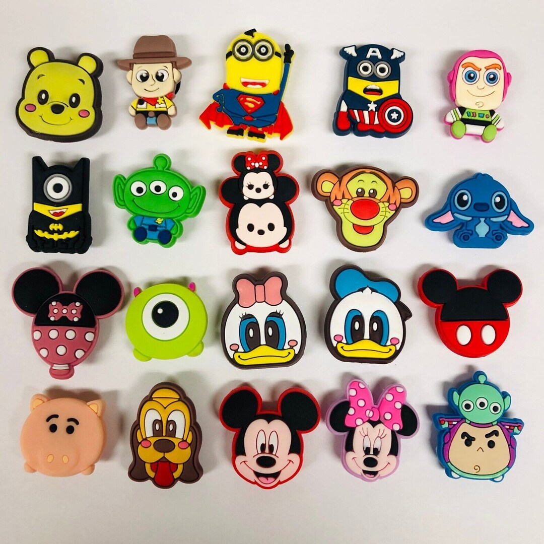 20 Cartoon Shoe Charms Cute Characters Fits Shoes Wristband Accessories ...