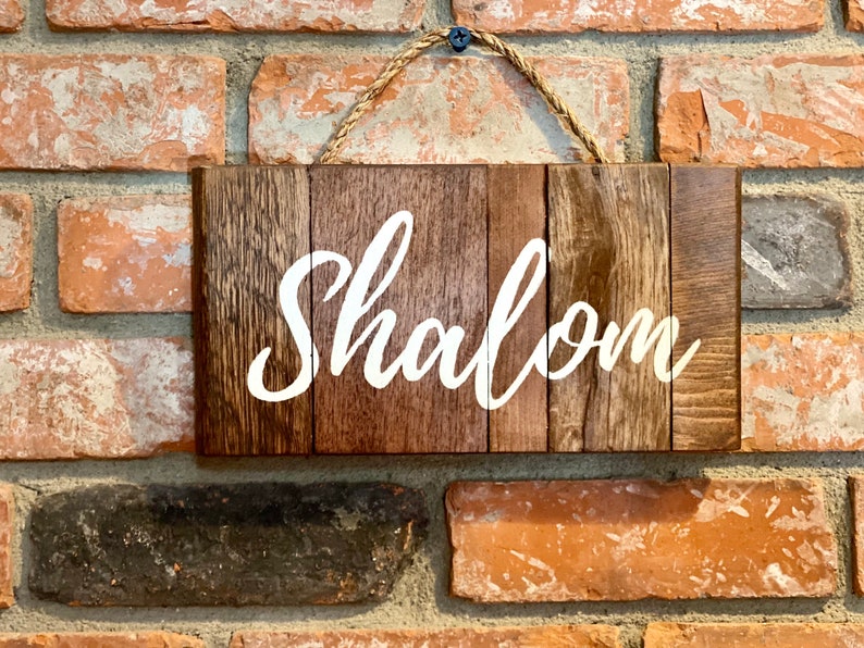 SHALOM Sign on Rustic Wood With White Lettering Gift for | Etsy