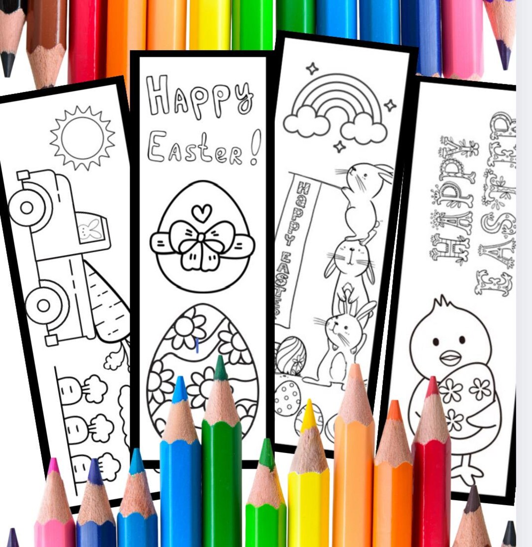 Easter Printable BOOKMARKS for Kids Children Coloring Bunnies Chicks ...