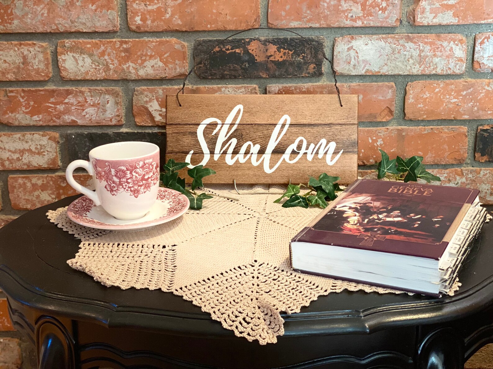 SHALOM Sign on Rustic Wood With White Lettering Gift for | Etsy