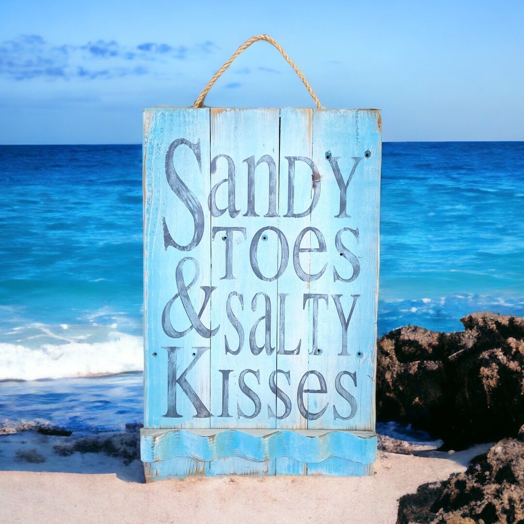 Sandy Toes & Salty Kisses Sign | Beach Wedding Gift | Sandy Toes Sign ...