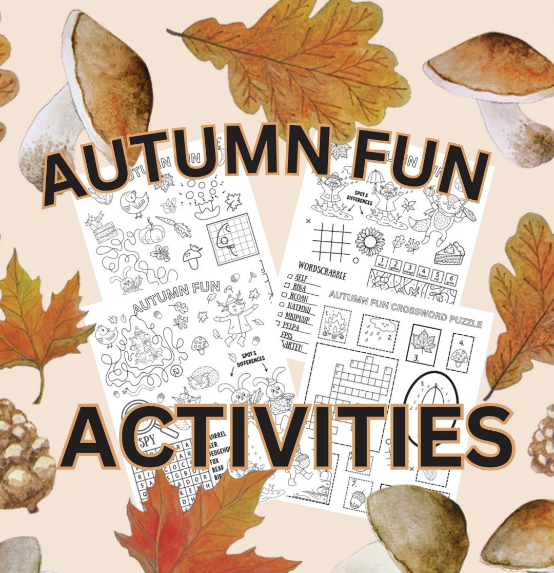 Autumn Activity Book for Kids | Fall Coloring Pages, Puzzles (PNG ...