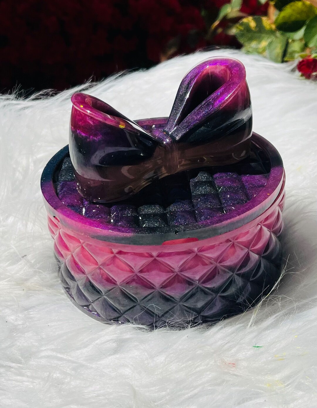 Coquette Box, Handmade Round Jewelry Box With Bow Lid, Elegant Vanity ...