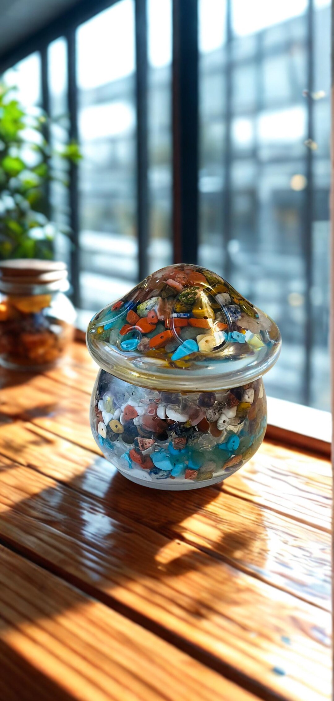 Handcrafted Mushroom Jar, Gemstone Resin, Jewelry Storage - Etsy