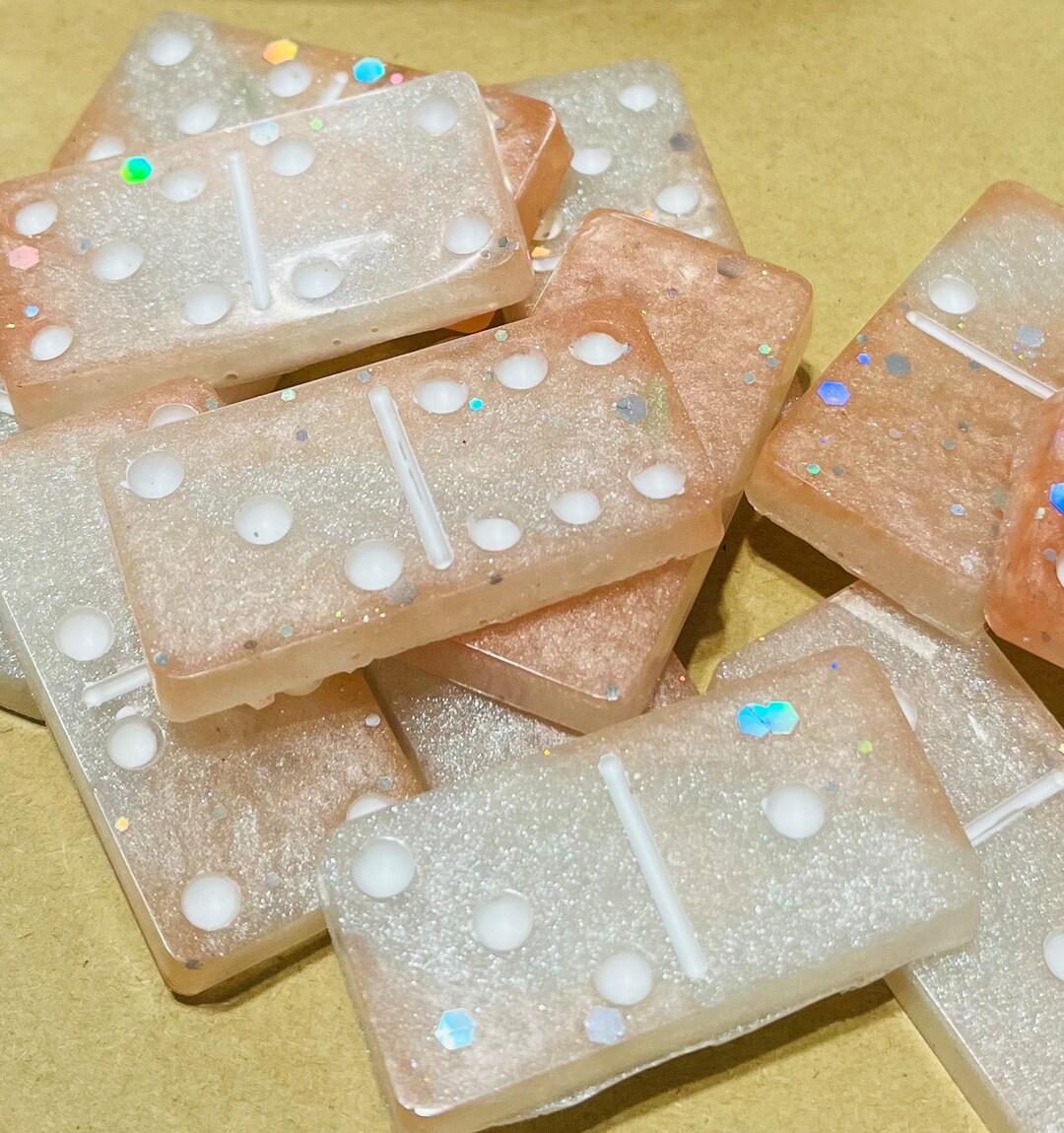 Handmade Pink & White Glitter Resin Dominoes Set, 28 Piece - Etsy