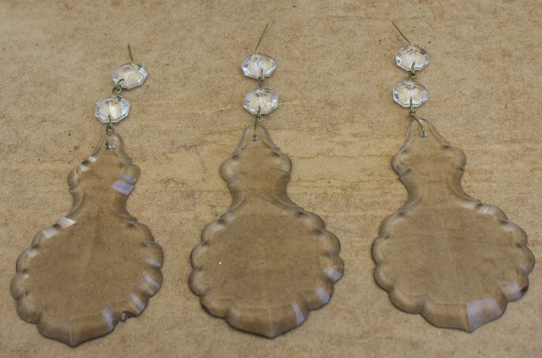 Three Ready to Hang Vintage Chandelier Crystals, 3 Large Pendalogues ...