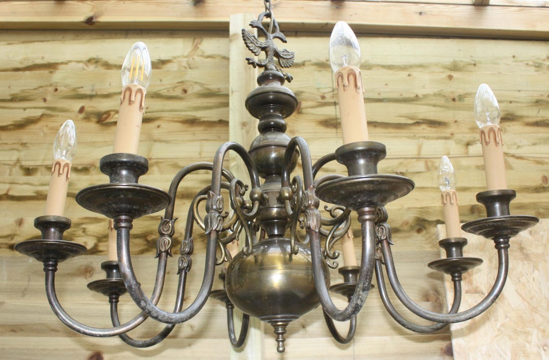 Vintage Flemish Chandelier 8 Arm Ceiling Light With Interesting ...