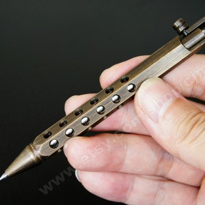 Hexagonal Retractable Brass Pen Antique Brass Edc Pen Edc - Etsy