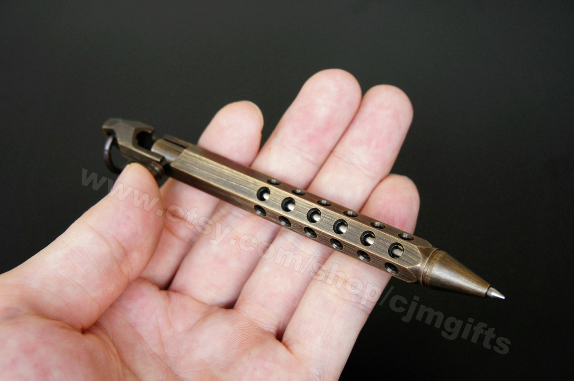 Hexagonal Retractable Brass Pen Antique Brass Edc Pen Edc - Etsy
