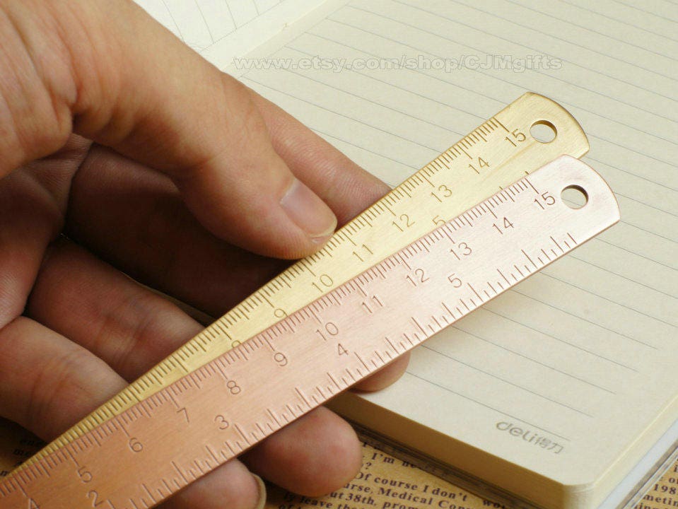 15cm Brass Ruler, Solid Brass Ruler, 6inches Copper Ruler, Solid Copper ...