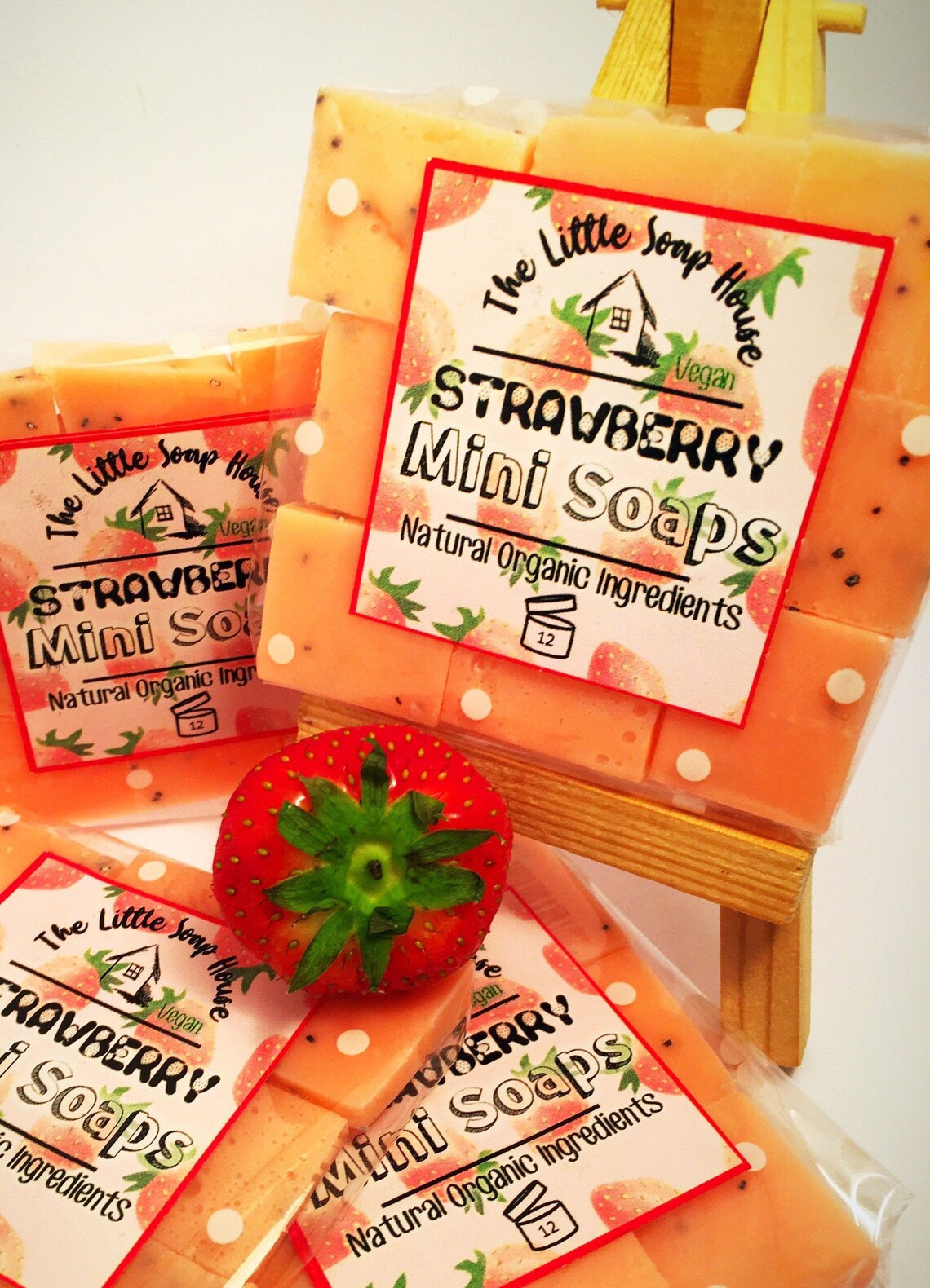 Strawberry mini soap sachets / shea butter infused | Etsy