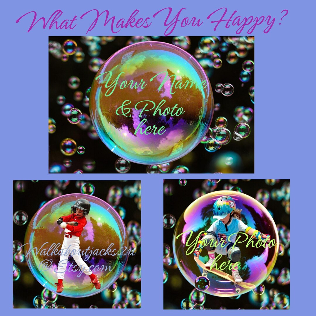 Happiness Bubble Wall Art - Personalized - Bright Room Decor - Etsy