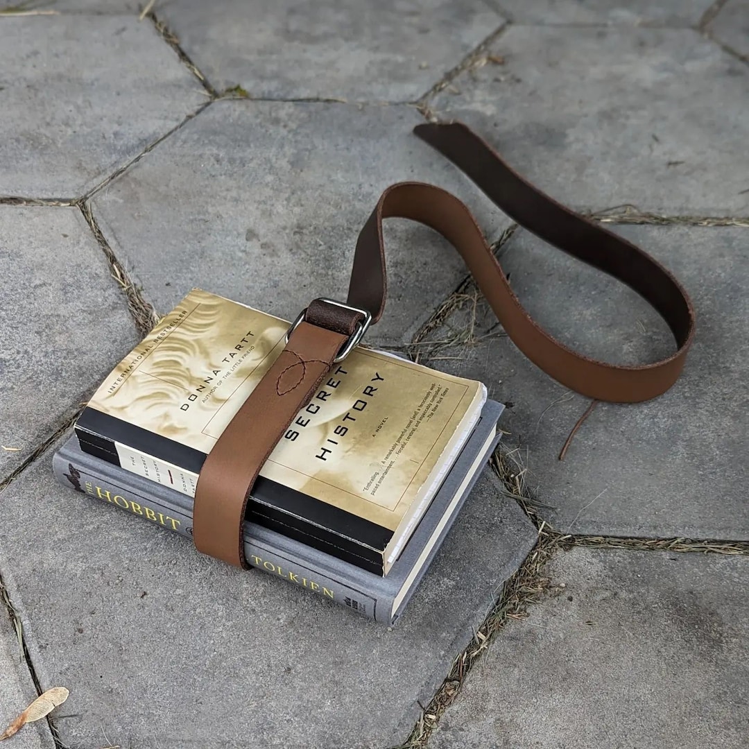 Leather Book Belt Carrier the Hemingway Minimalist Rustic Brown Bison ...
