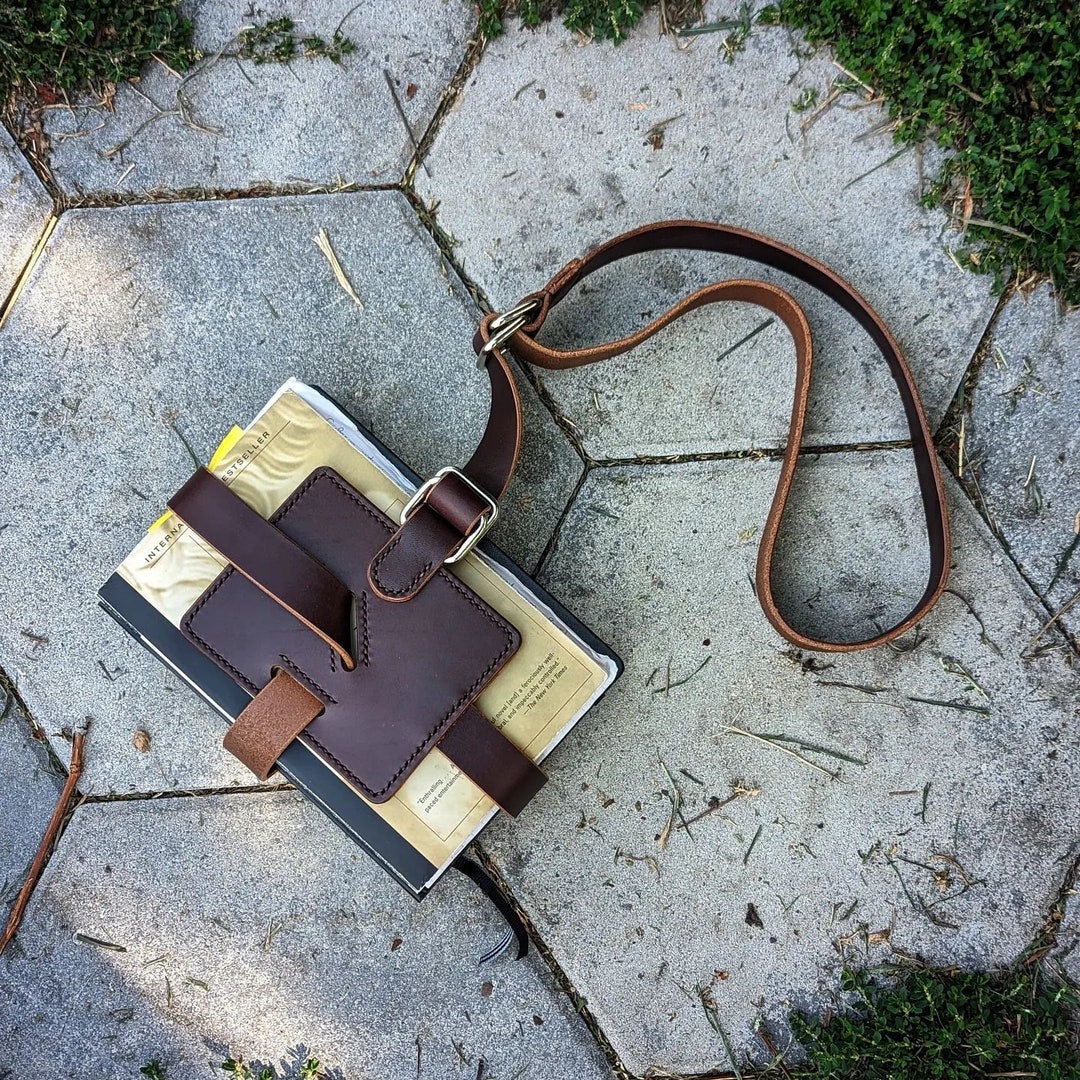 Hand Sewn Leather Book Strap: the Shelley Traveler in Berry Brown - Etsy