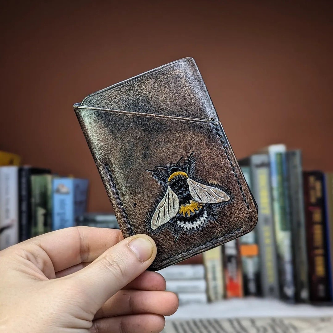 Three-pocket Minimalist Wallet Bee Honeycomb - Etsy