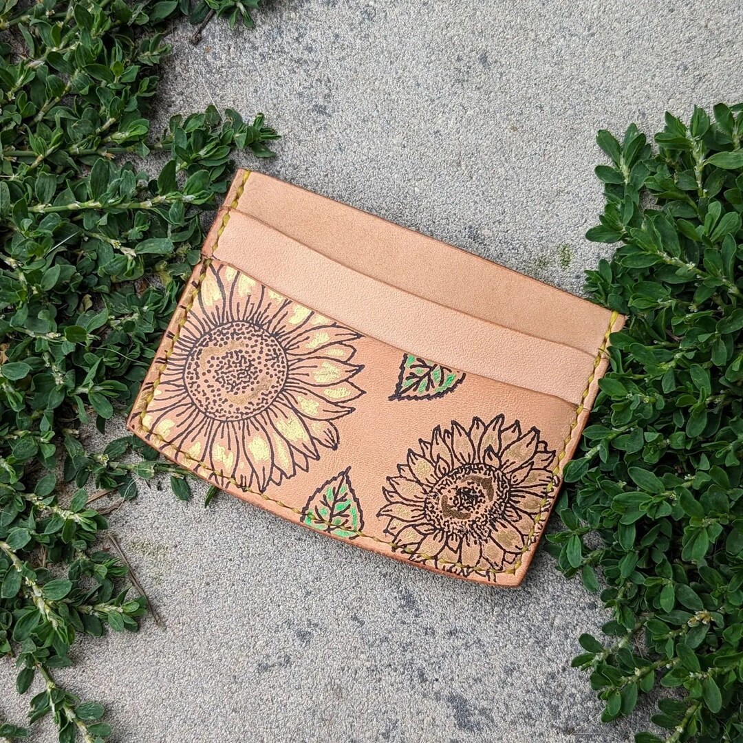Three-pocket Minimalist Wallet Sunflowers - Etsy