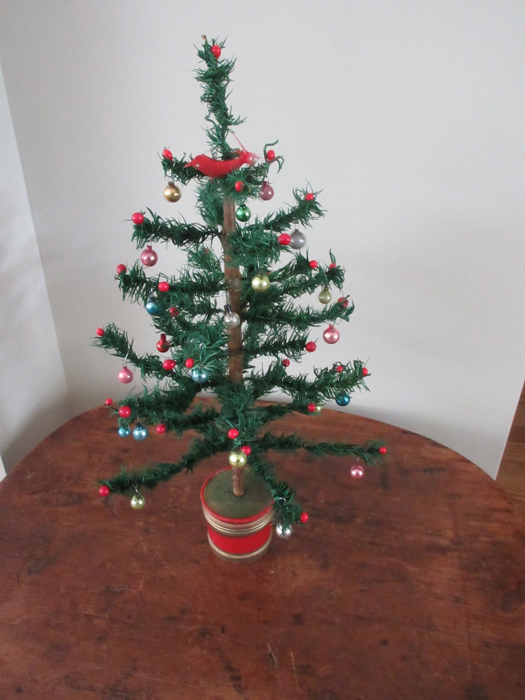 Antique German Goose Feather Christmas Tree With Box of 24 Vintage ...