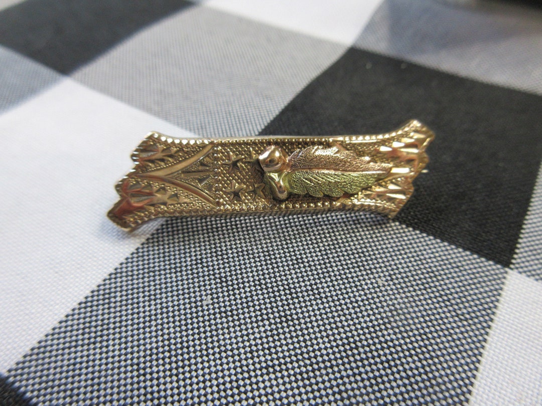 Antique Victorian Tri-color Rolled Gold Pin - Beautifully Engraved - Etsy