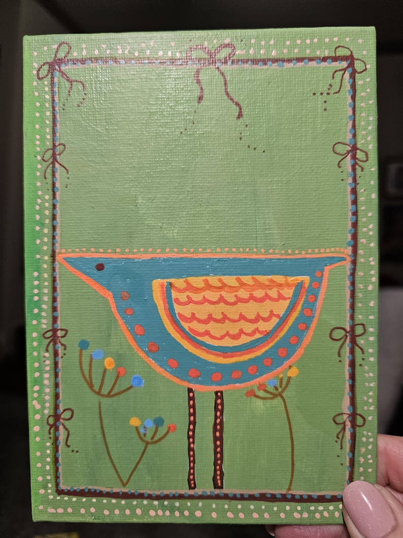 Folk Art Bird - Etsy
