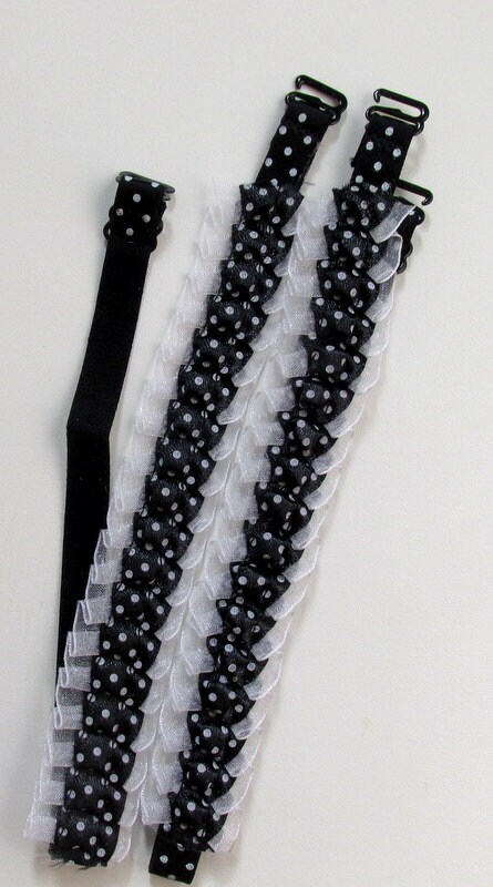 Polka Dot 1950 Style Organza Ruffle Bra Straps. Stretchy Adjustable ...