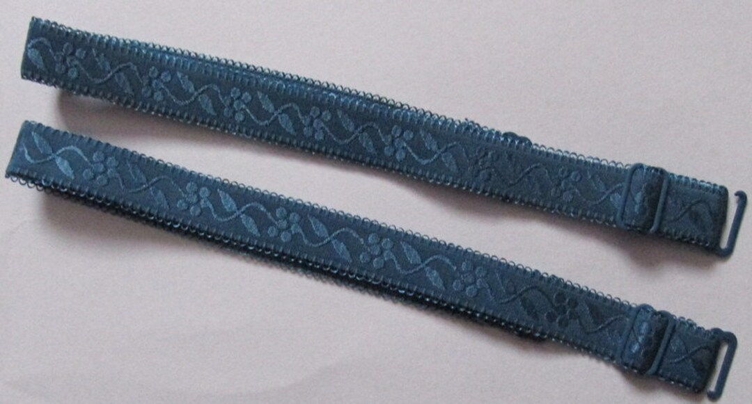 Jacquard Pattern Dark Blue Shoulder Bra Straps. Stretchy Adjustable ...