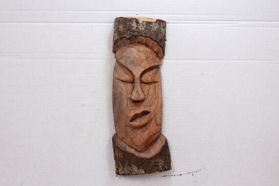 Hand carved wooden horror face wooden sculpture. Sculpture Art Objects ...