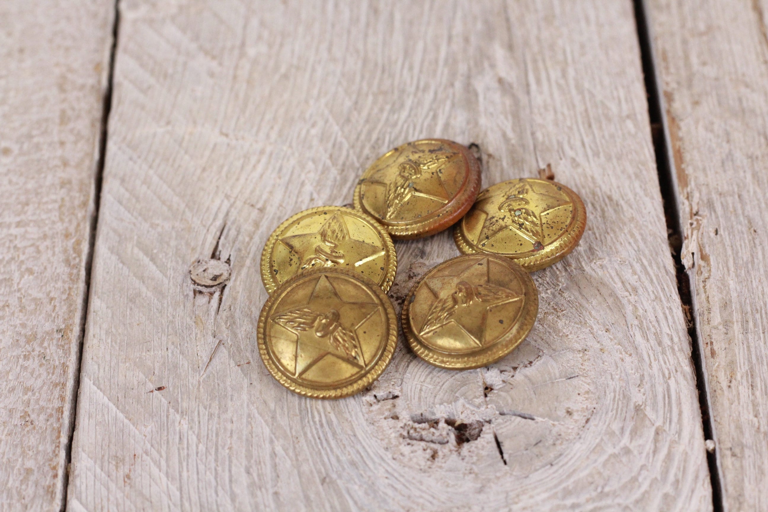 Vintage Military Yellow Buttons Metal Star Buttons Army | Etsy