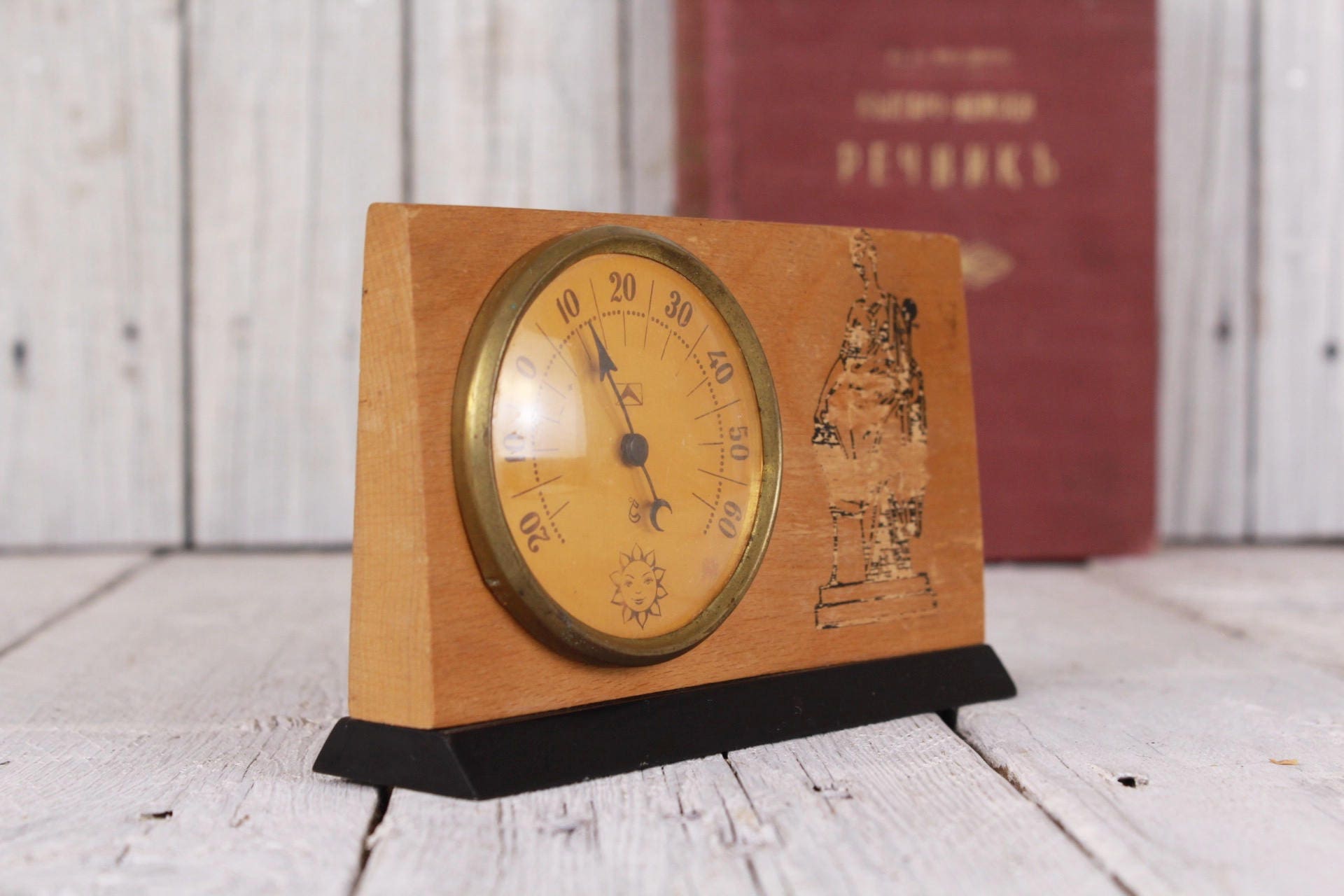 Vintage Celsius Scale Spring Thermometer with Wooden Body | Etsy