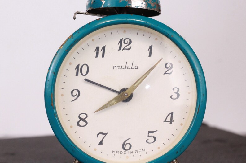 Vintage German Mechanical Green Clock Ruhla With One Bell | Etsy