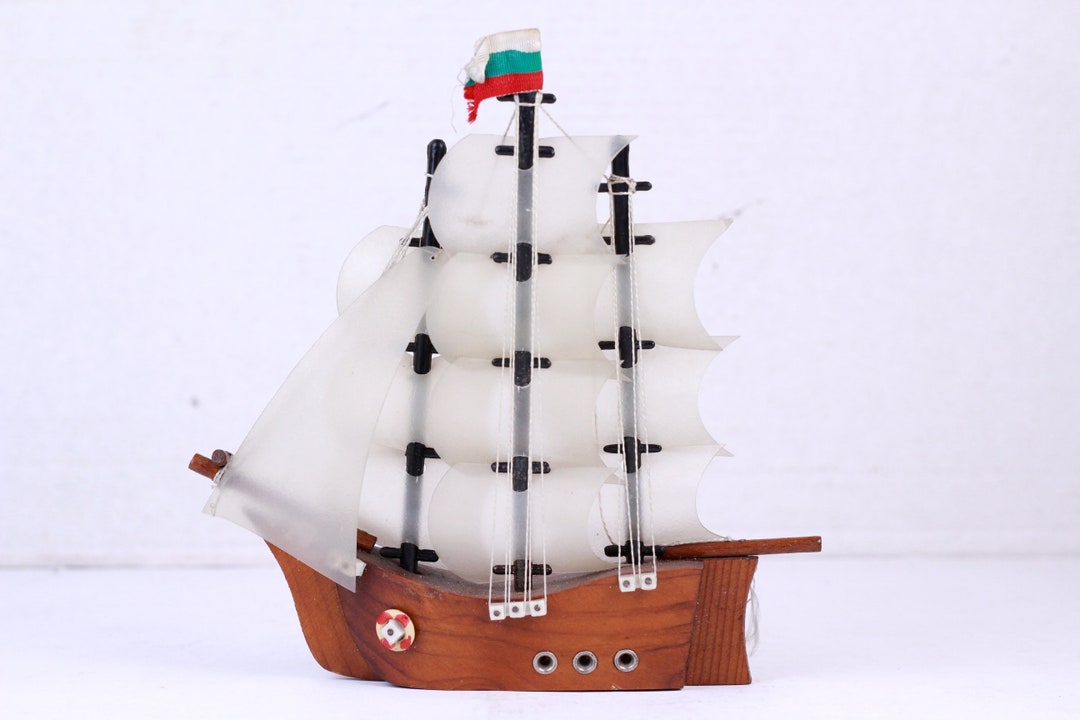 Vintage Wooden Sailing Ship Figurine, Small Ship Figure - Etsy