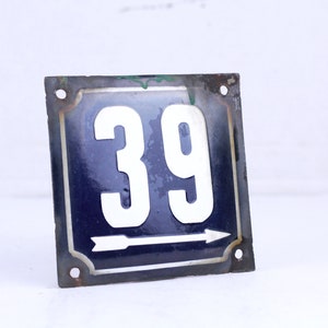 Vintage Blue and White Enamel House Number, House Door Sign 39, Lucky ...