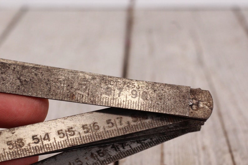 Vintage Metal Folding Ruler Tape Measure Measuring Tool | Etsy
